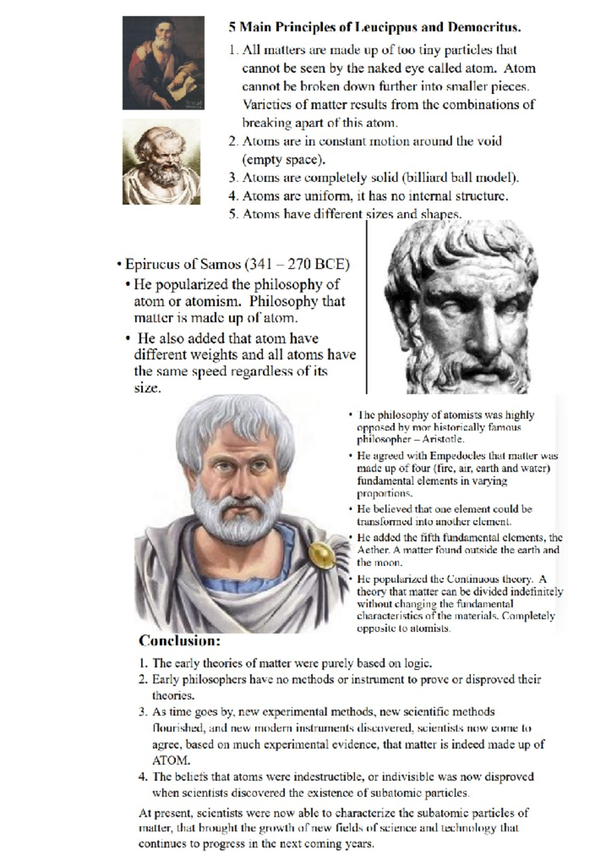 Nature chem - 5 Main Principles of Leucippus and Democritus. 1. All ...