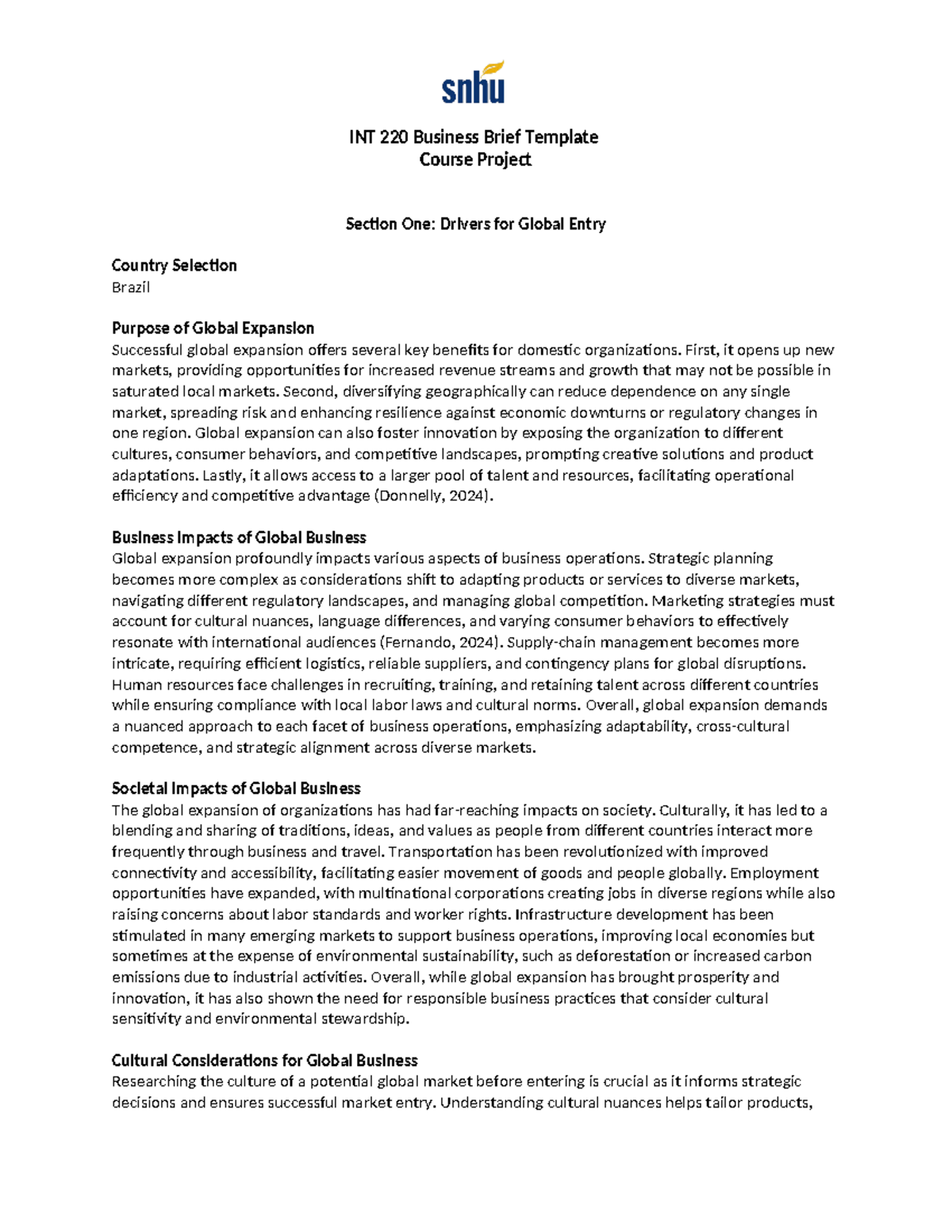 INT 220 Business Brief Milestone 2 - INT 220 Business Brief Template ...