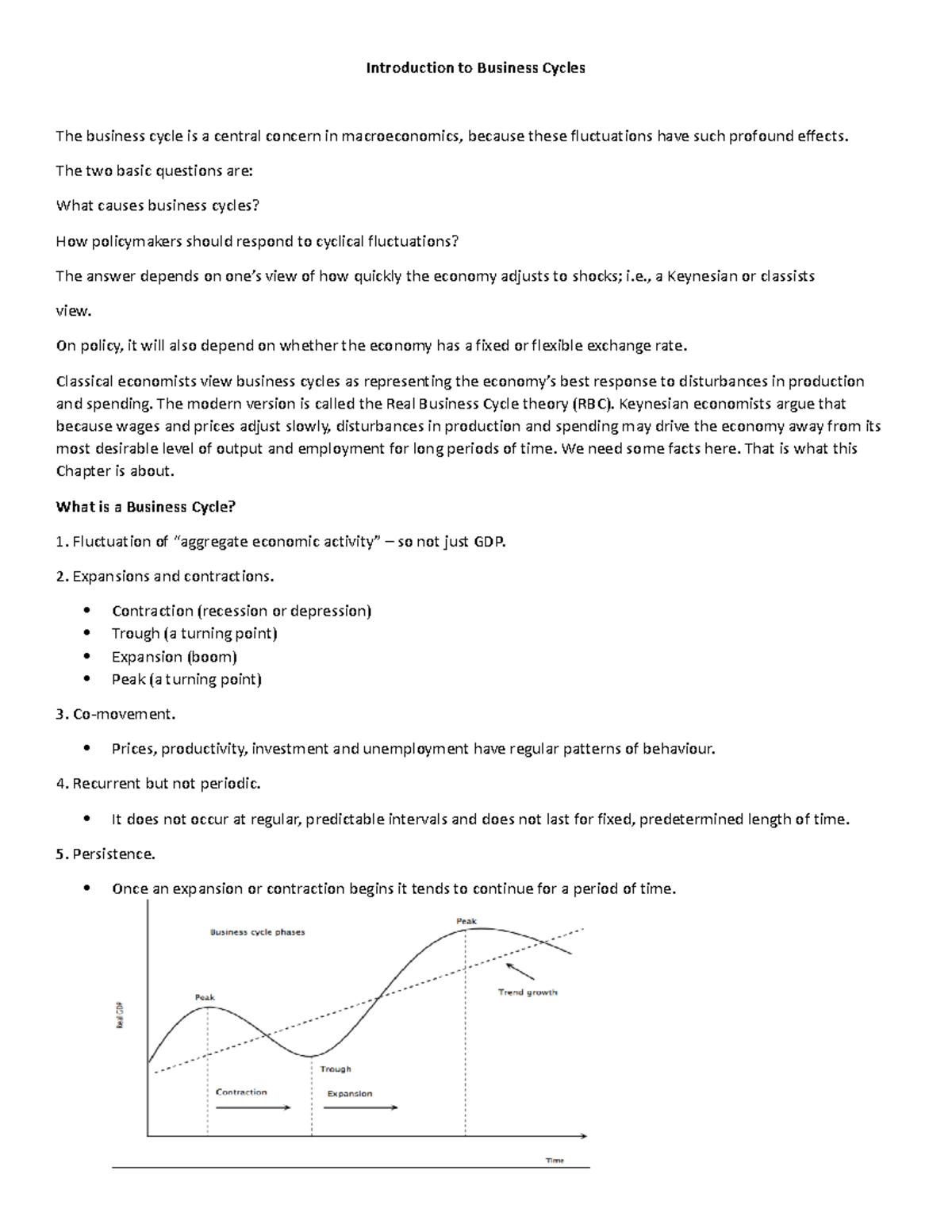 Introduction to Business Cycles - The two basic questions are: What ...