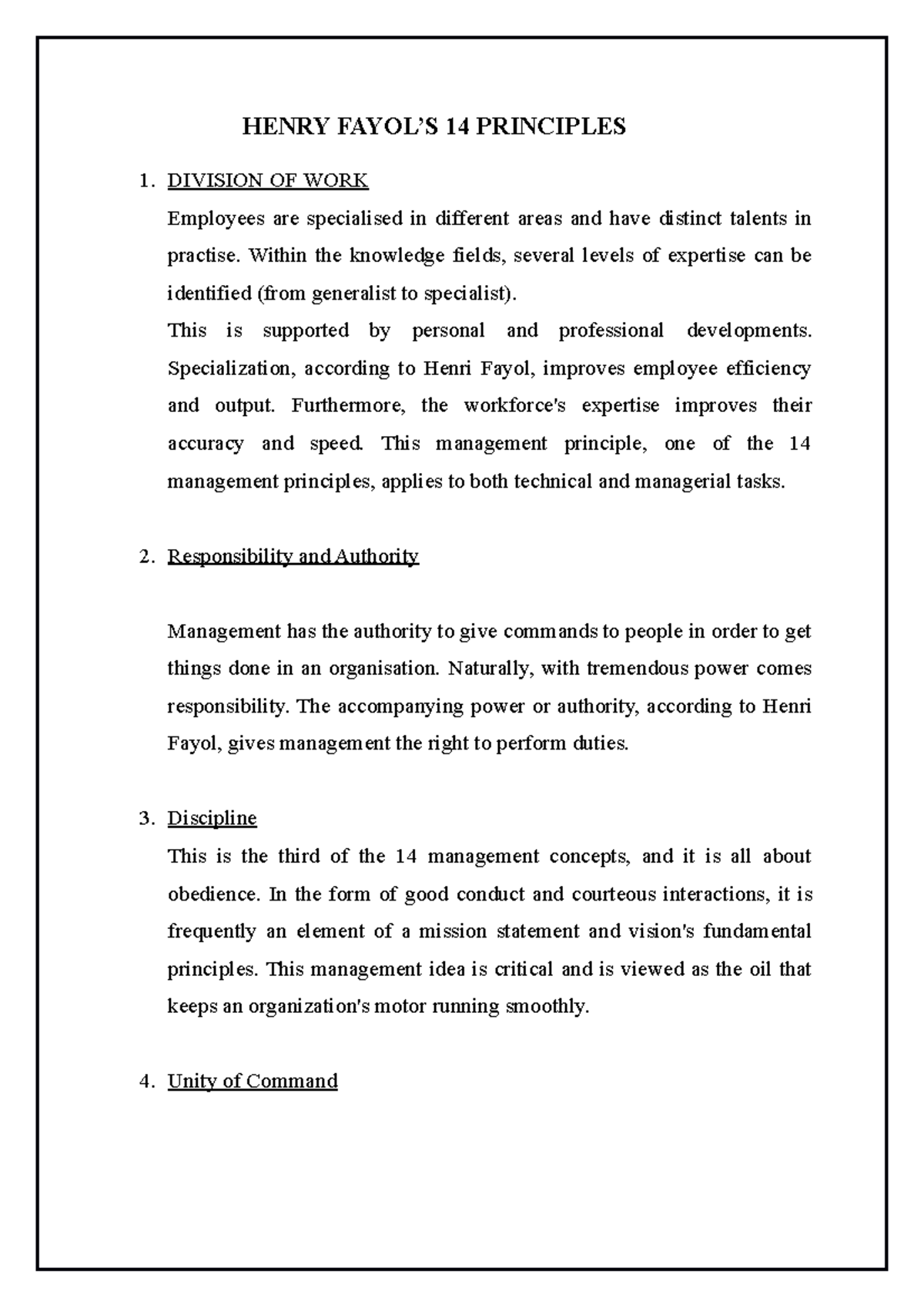 14 Principles of henry fayol - Principles Of Management - Christ ...
