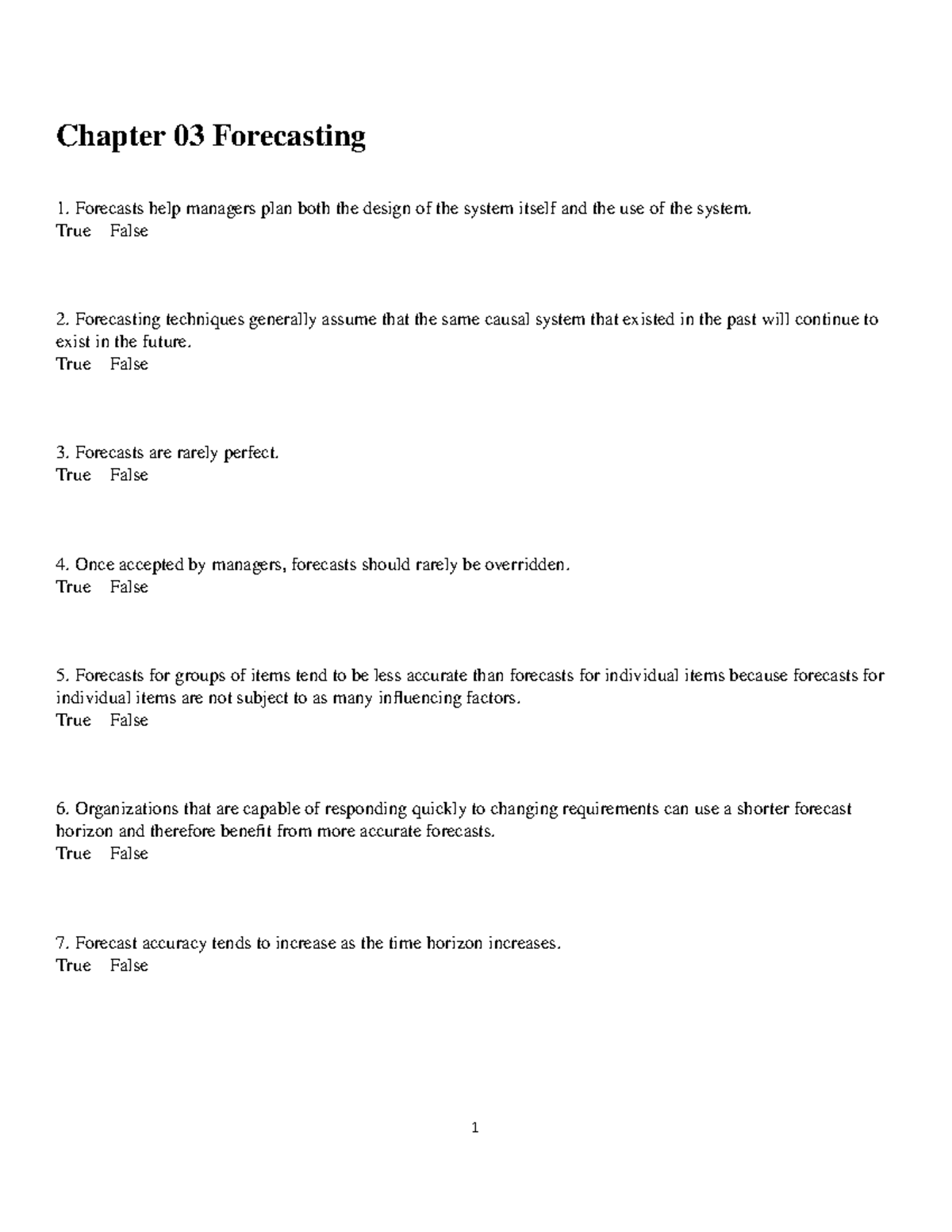 Chapter 03 Forecasting - Chapter 03 Forecasting - Studocu