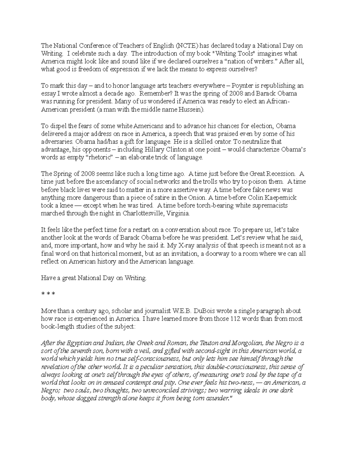 Why It Worked A Rhetorical Analysis on Obama's Speech on Race - The ...