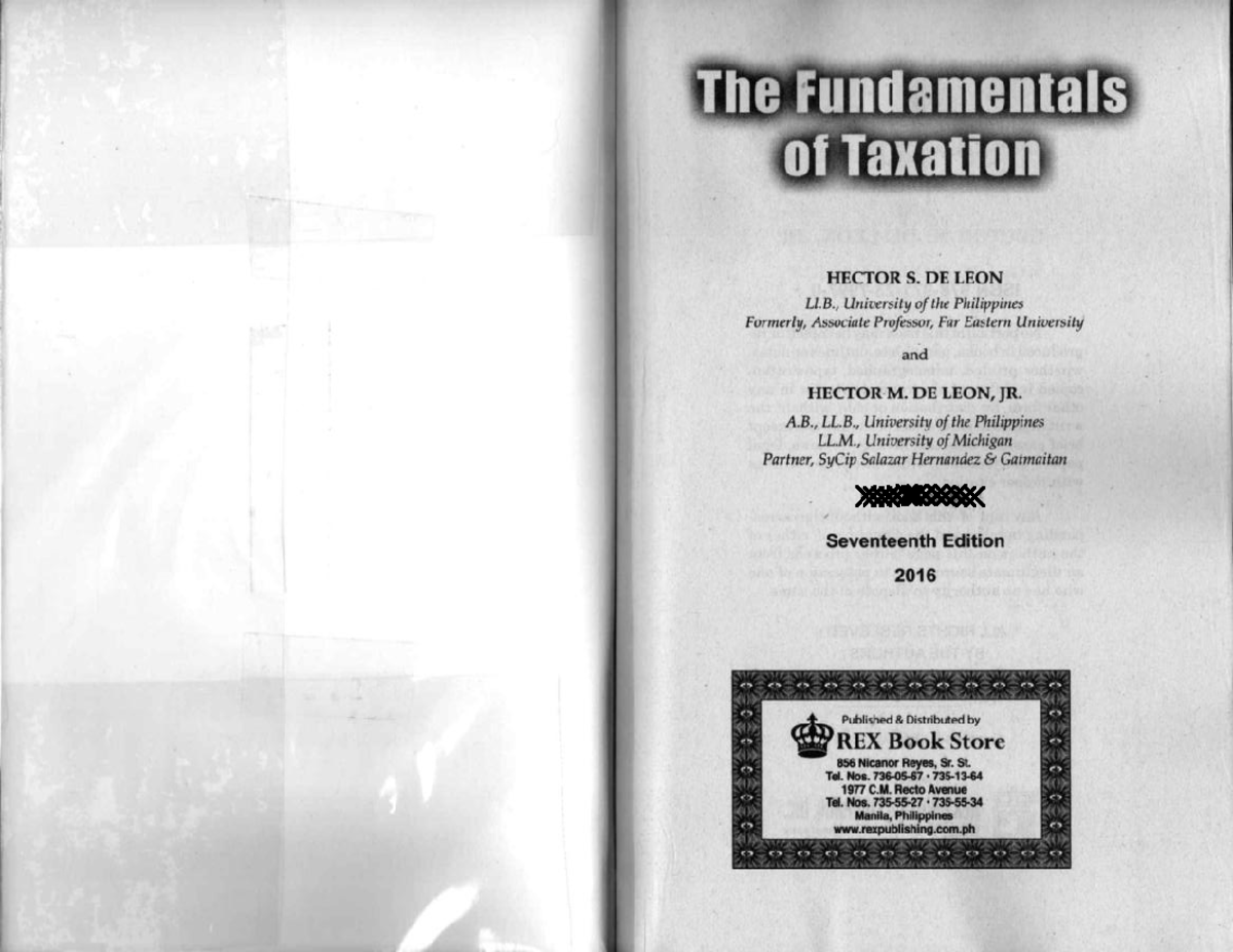 Fundamentals of Taxation De Leon - Accounting - Studocu