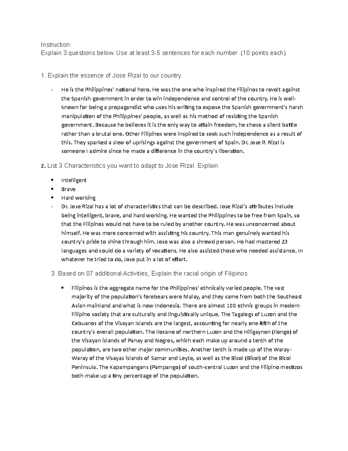 1st Part of the Examination - Instruction: Explain 3 questions below ...