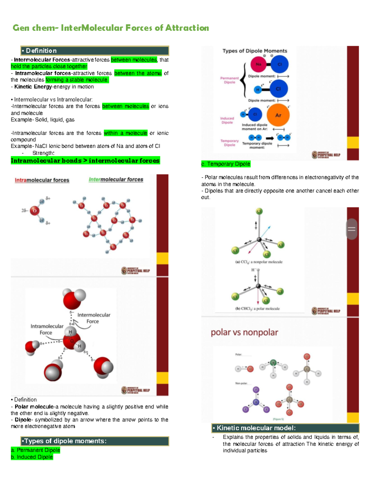 Gen-chem-IMFA - Lecture notes - Gen chem- InterMolecular Forces of ...