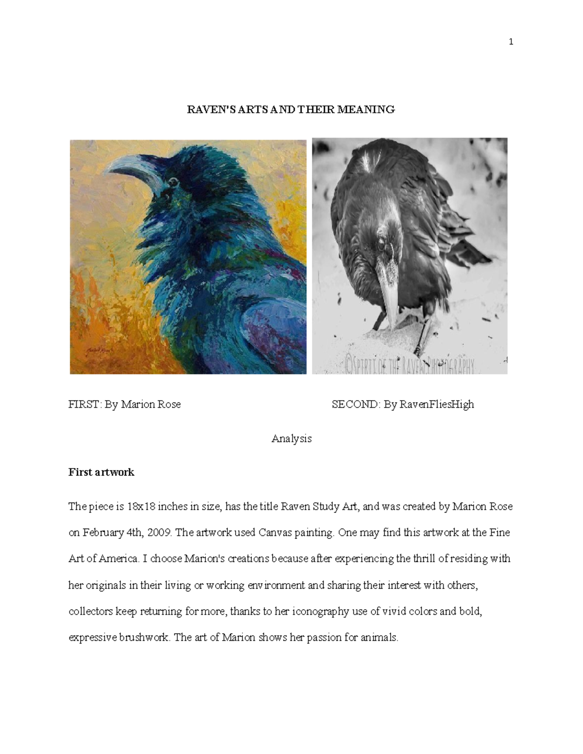 Sandy Noah - Art 100 Discussion Project Deriving Meaning. - RAVEN'S ...