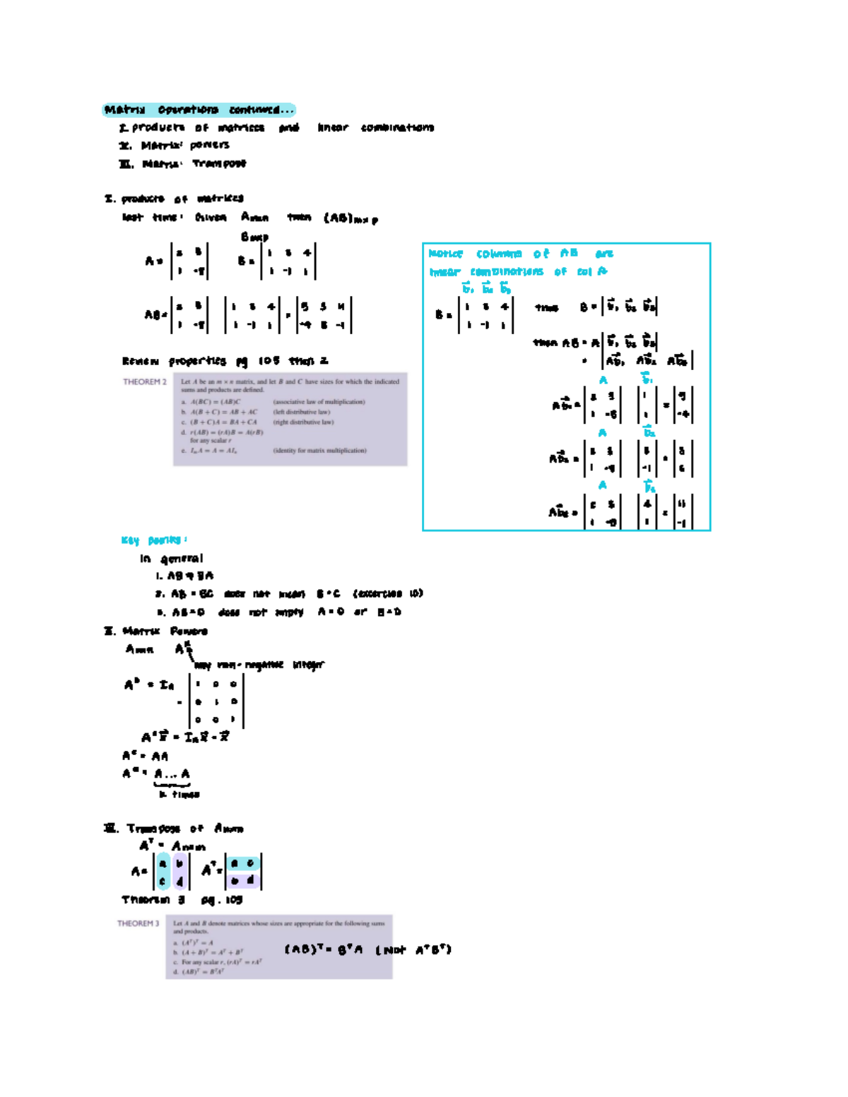 12. Matrix Operations (part II) - Matrix operations continued I ...