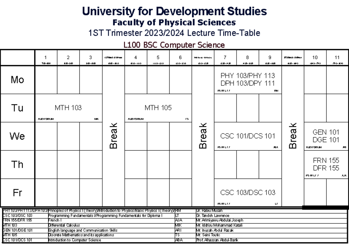 Fo PS Undergraduate-Lecture Time-Table-1ST-Trim-2023-24 Department of ...