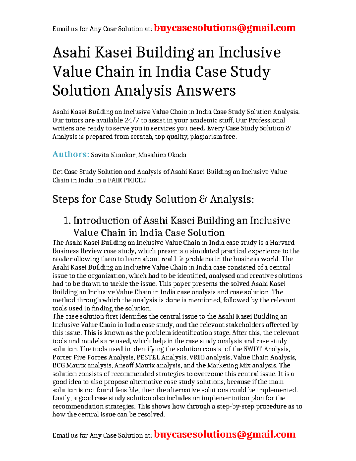 Case Solution Asahi Kasei Building an Inclusive Value Chain in India ...
