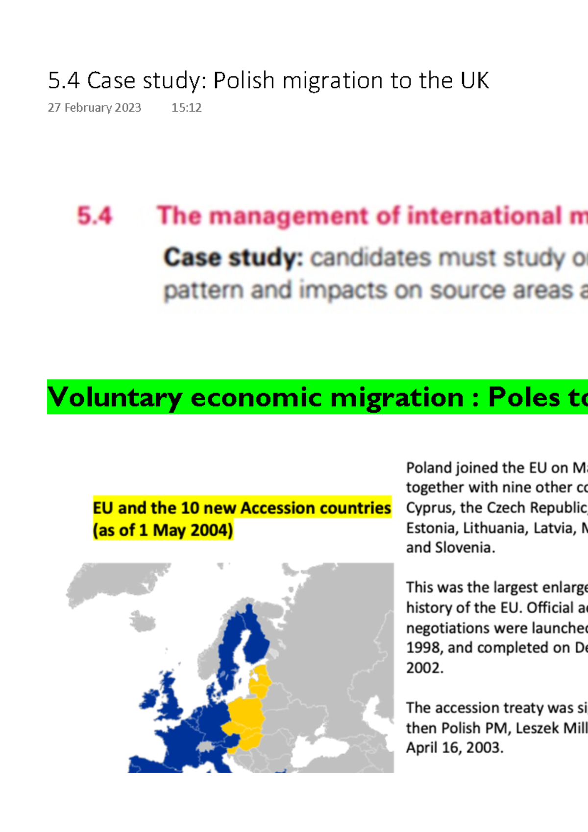 5.4 Case study Polish migration to the UK - Studocu