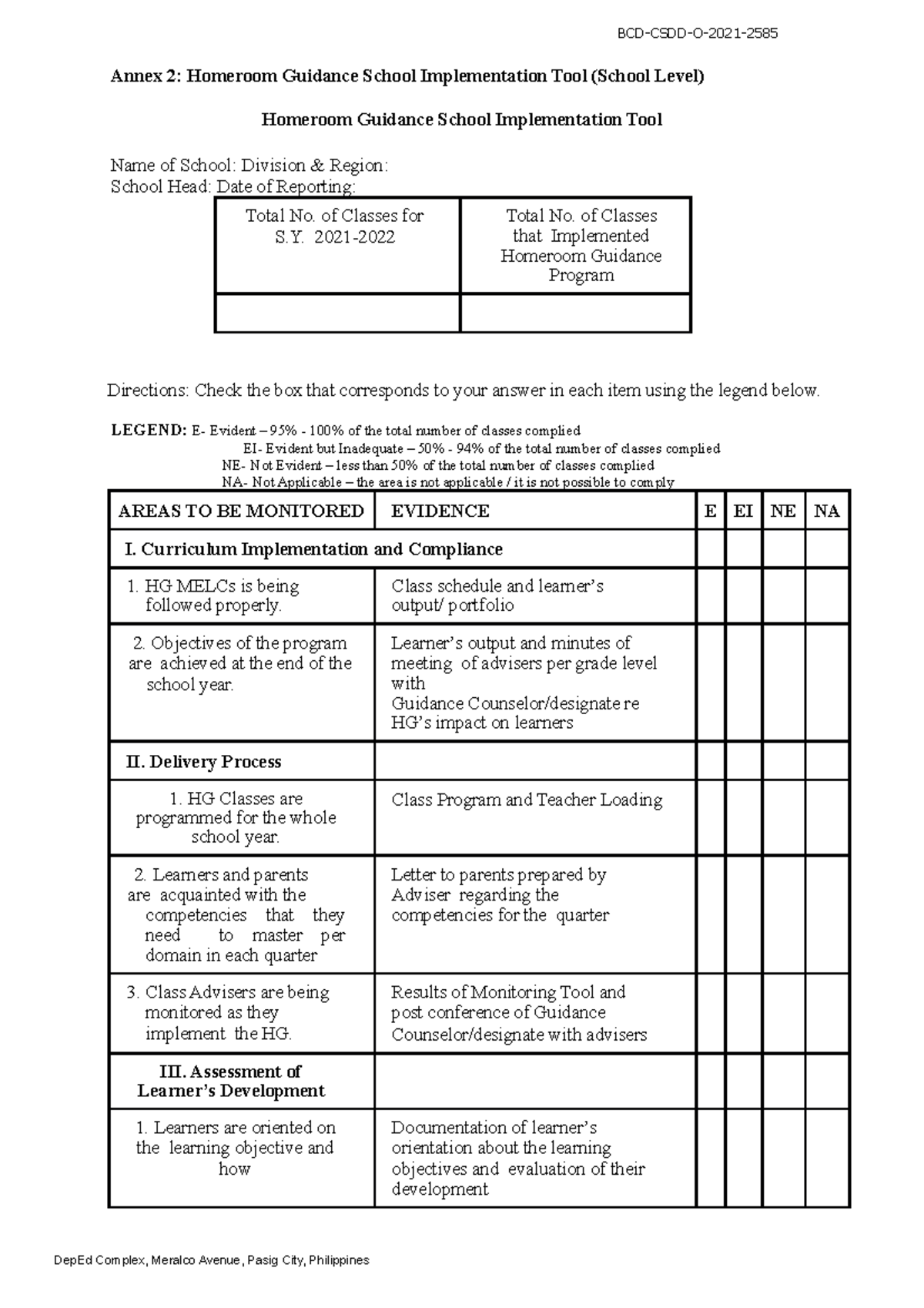 Annexes Homeroom Guidance - BCD-CSDD-O-2021- Annex 2: Homeroom Guidance ...