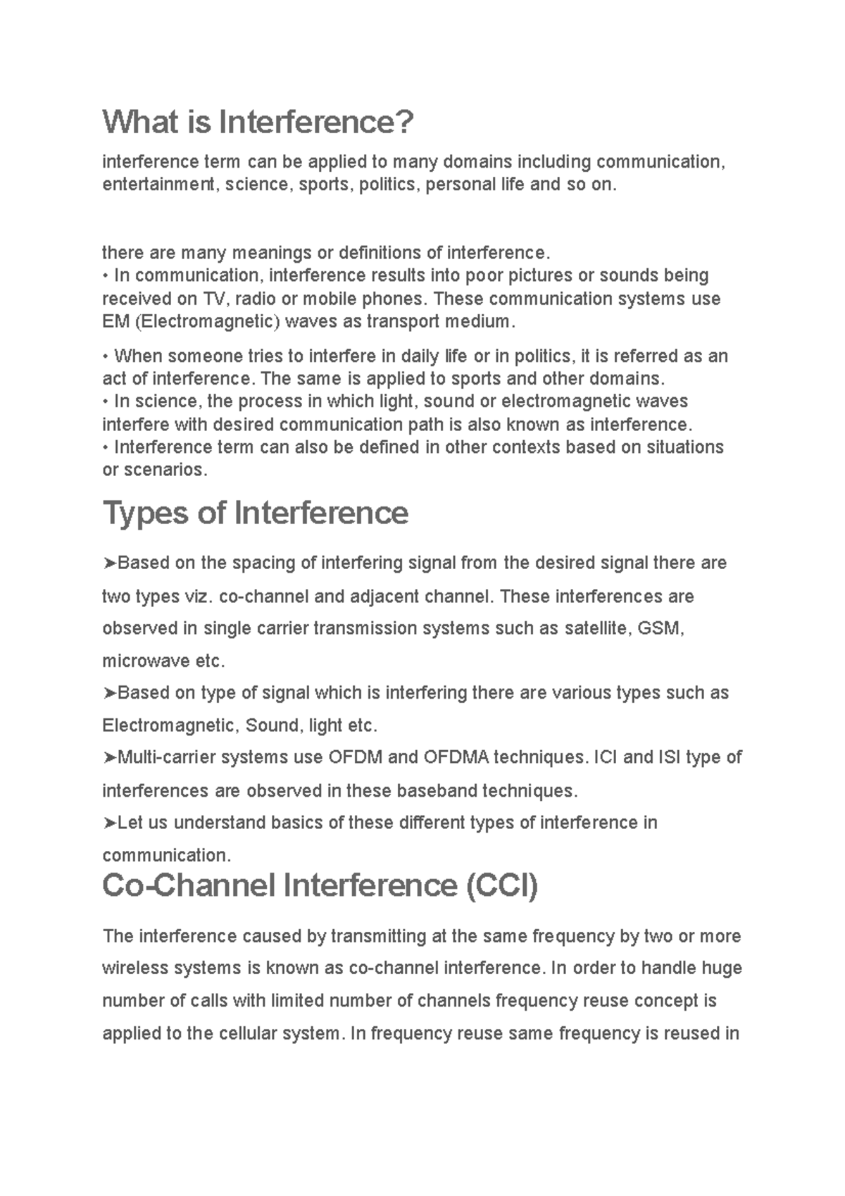 Interference - no more - What is Interference? interference term can be ...