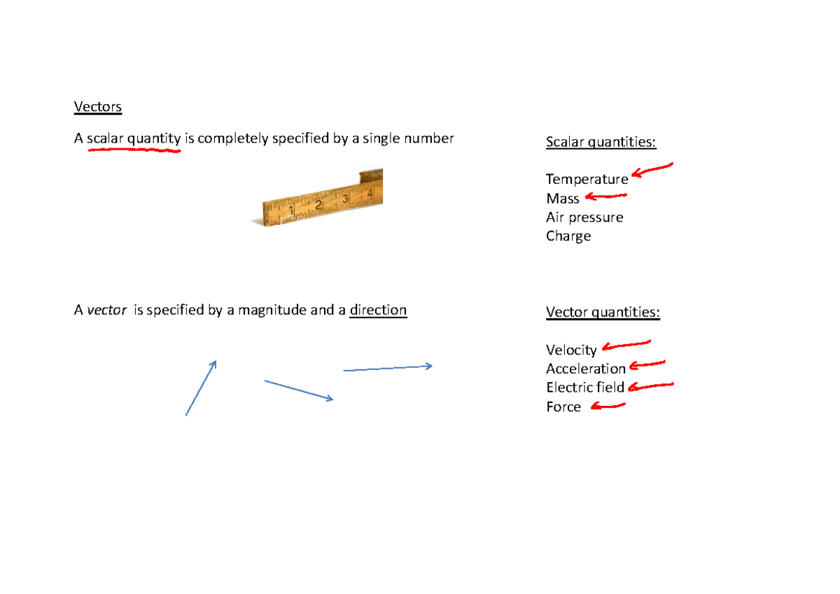 Intro to vectors annotated - A scalar quantity is completely specified ...
