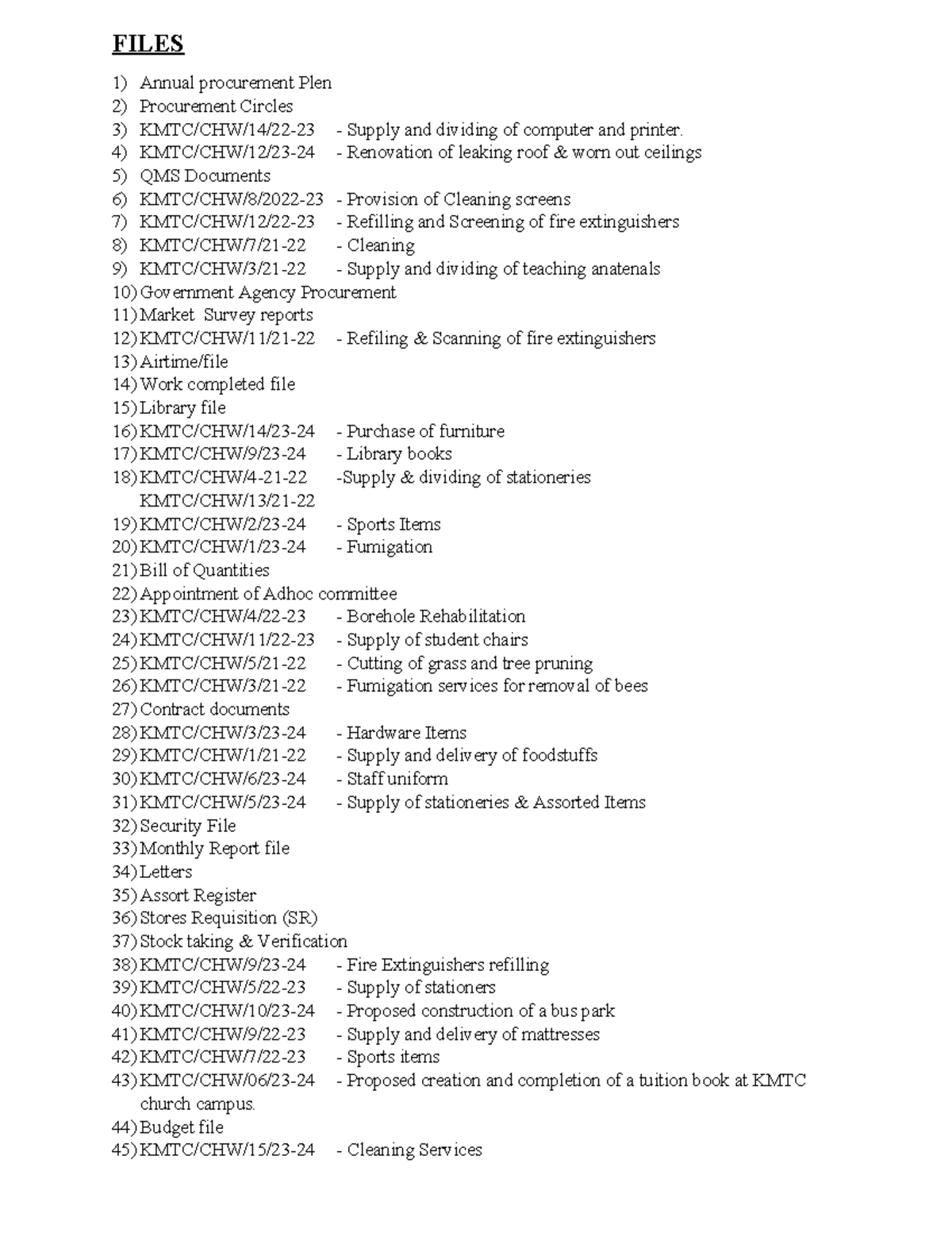 Files - Summary Compendio di procedura penale - FILES 1) Annual procurement Plen 2) Procurement ...