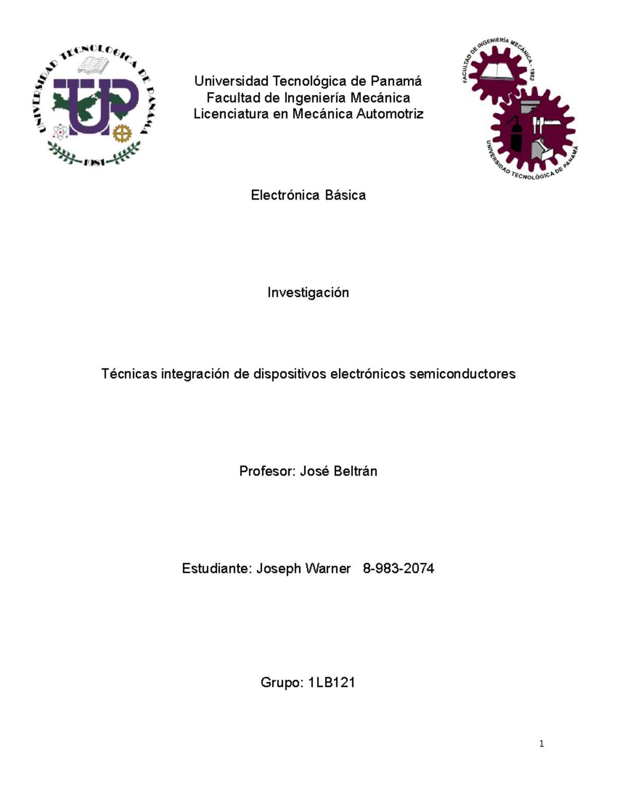 Investigacion - Universidad Tecnológica de Panamá Facultad de Ingeniería Mecánica Licenciatura ...