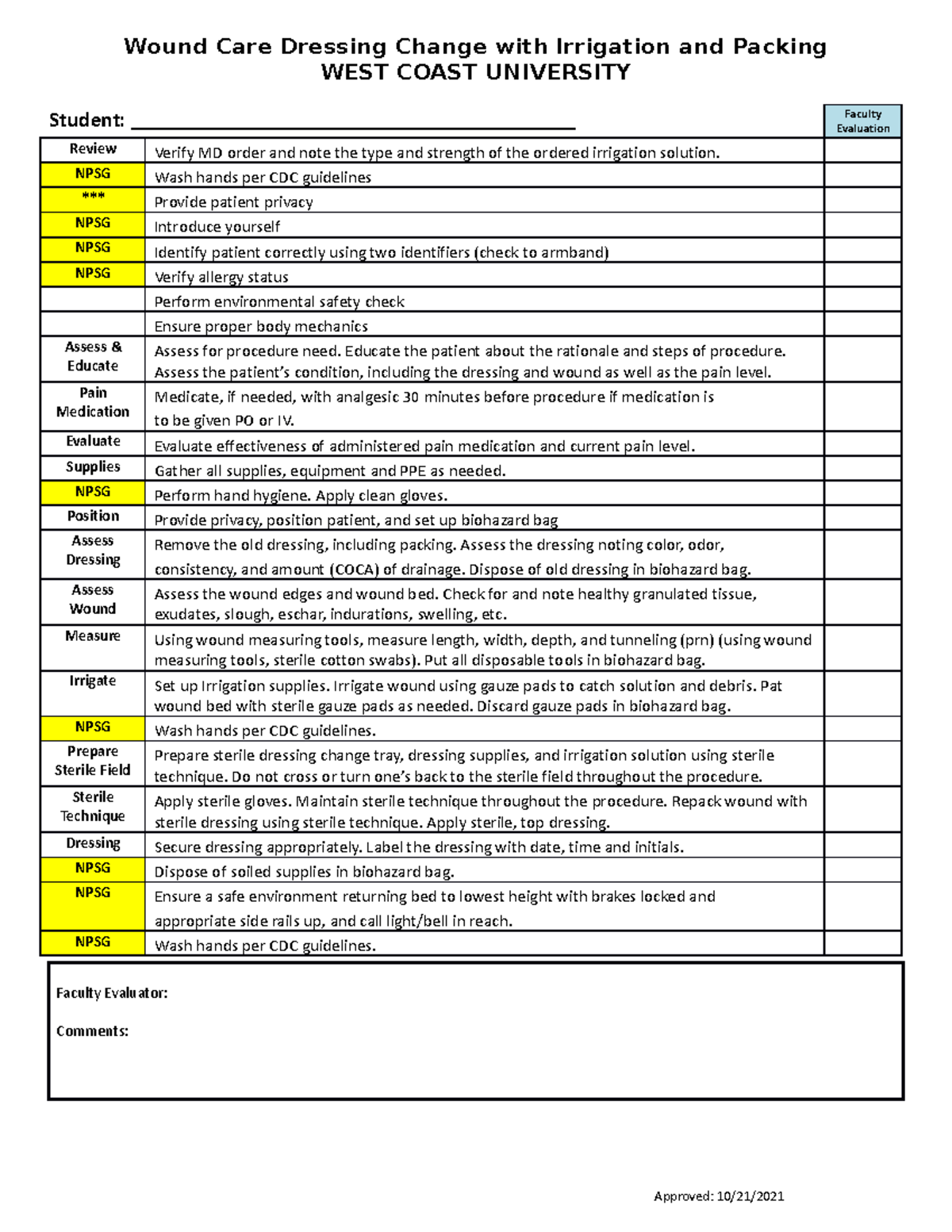 Wound+Care+Validation+Sheet - Wound Care Dressing Change with ...