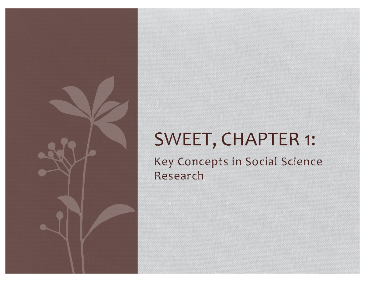 Sweet Chap 1 (F2022) PV - notes de cours - Key Concepts in Social ...