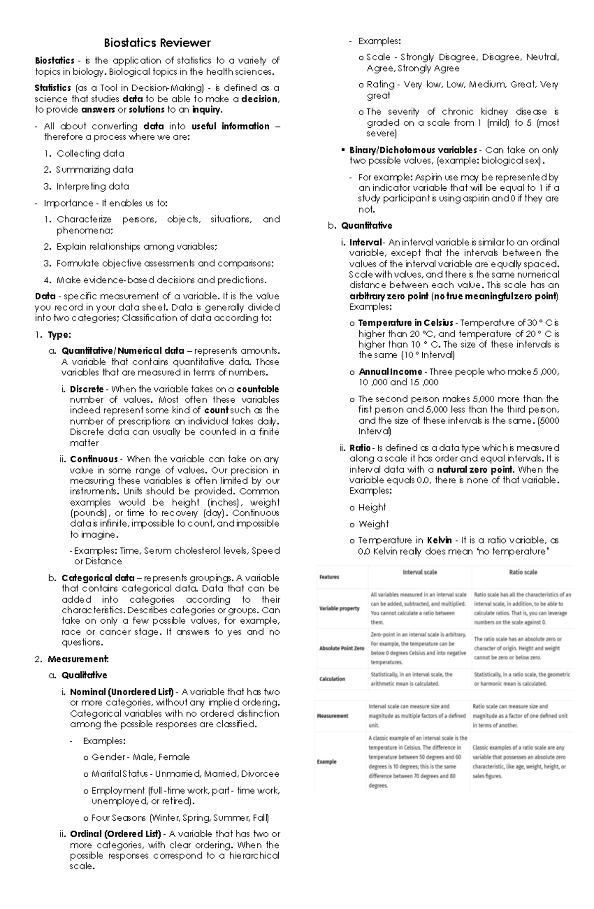 Biostatics- Transes- Prelims - Biostatics Reviewer Biostatics - is the ...