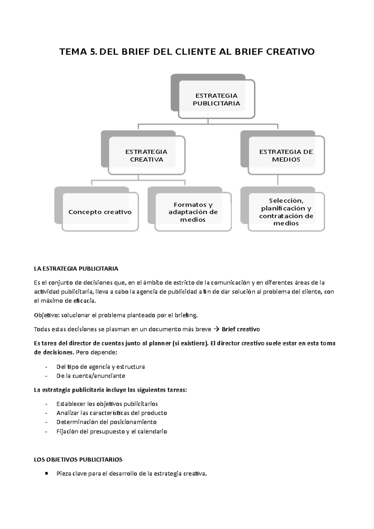 Tema 5. Brief creativo - ESTRATEGIA PUBLICITARIA ESTRATEGIA CREATIVA ...
