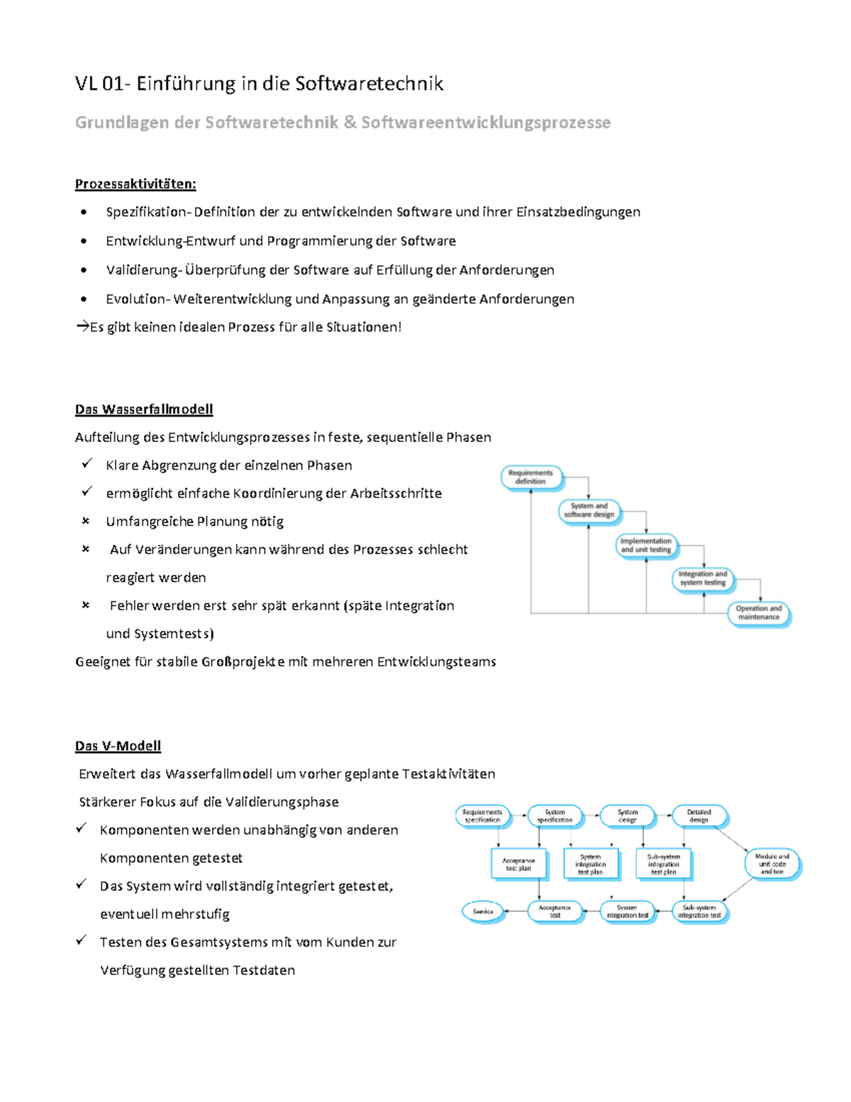 Zusammenfassung - VL in die Softwaretechnik Grundlagen der Softwaretechnik - Studocu