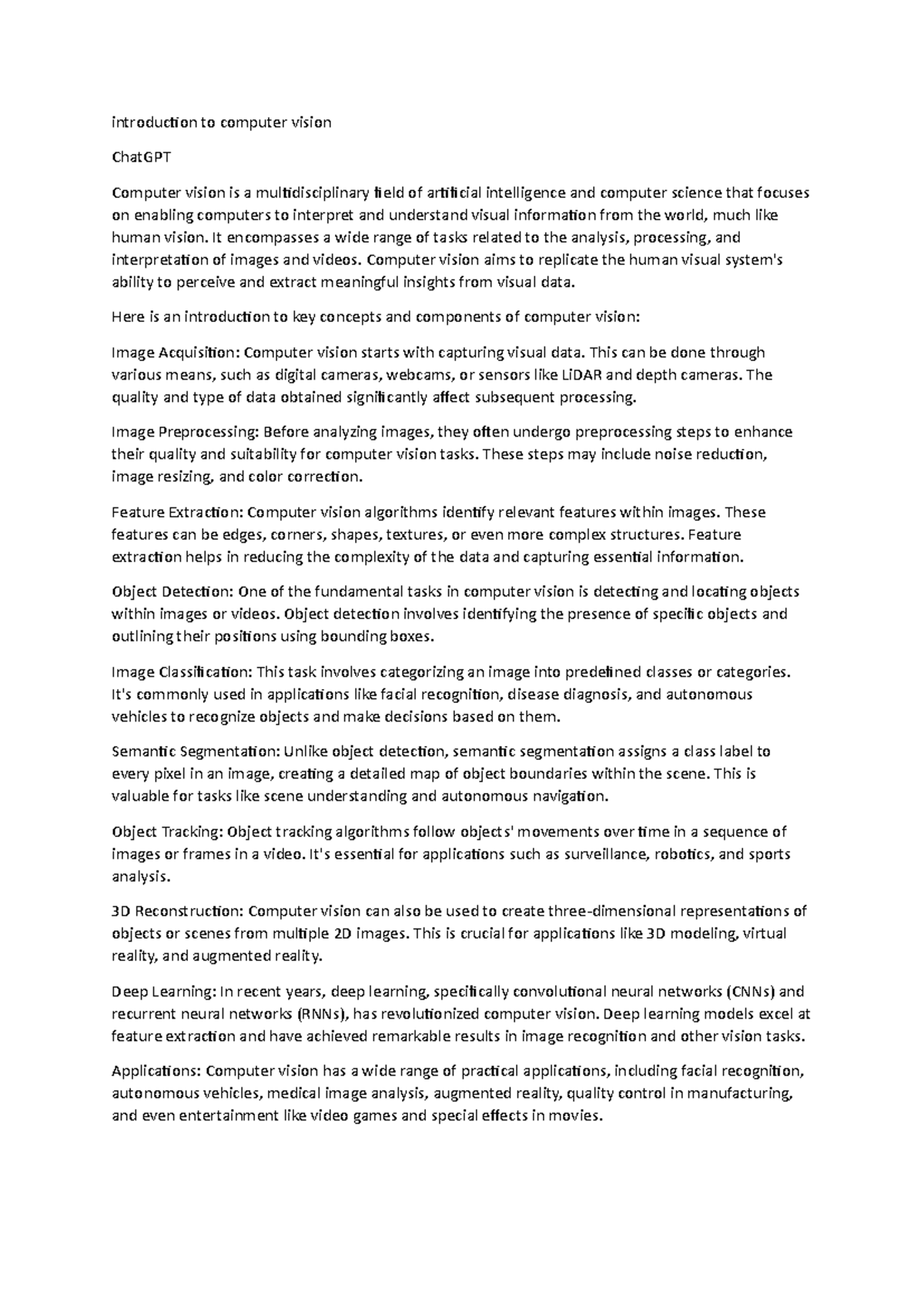 Computer vision unit 1 and 2 - introduction to computer vision ChatGPT ...