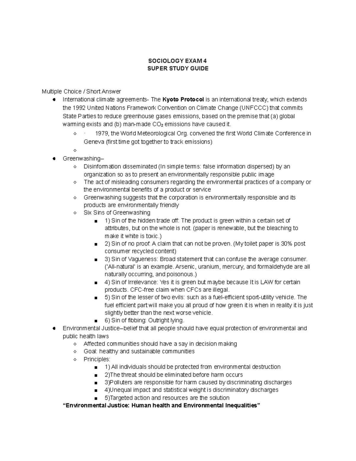 SOC Exam 4 Super Study Guide - SOCIOLOGY EXAM 4 SUPER STUDY GUIDE ...