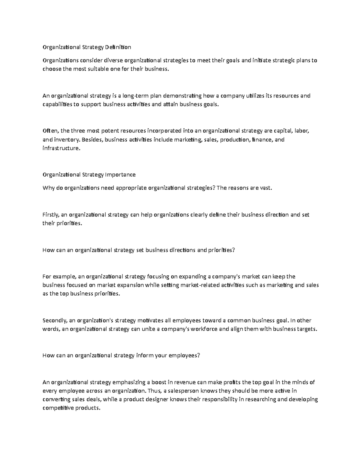 Organizational strategy - An organizational strategy is a long-term ...