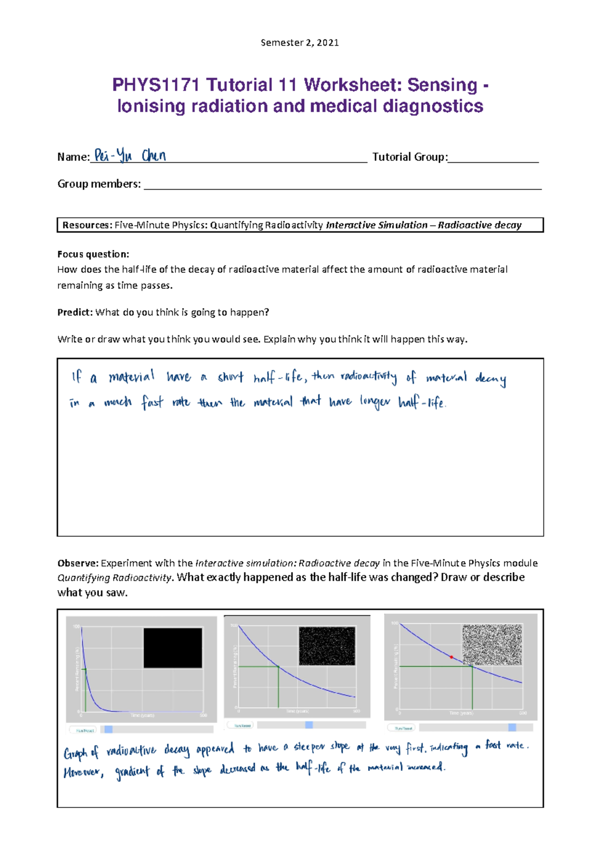 PHYS1171 2021s2Tutorial 11 Worksheet - Sensing - Ionising radiation and ...