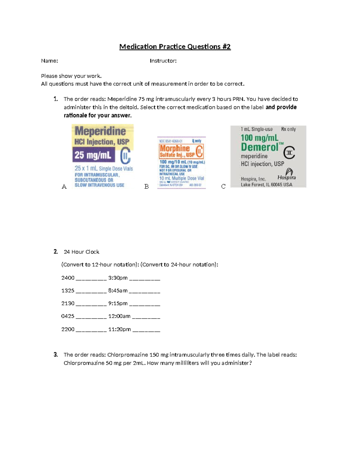 Medication+Practice+Questions+Oral+Subcutaneous+ +IM+ 2 - Medication ...