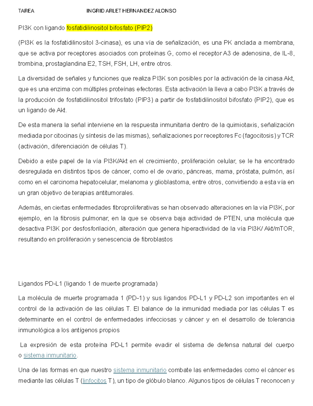 Tarea ligandos - Ligando y receptores - TAREA INGRID ARLET HERNANDEZ ...