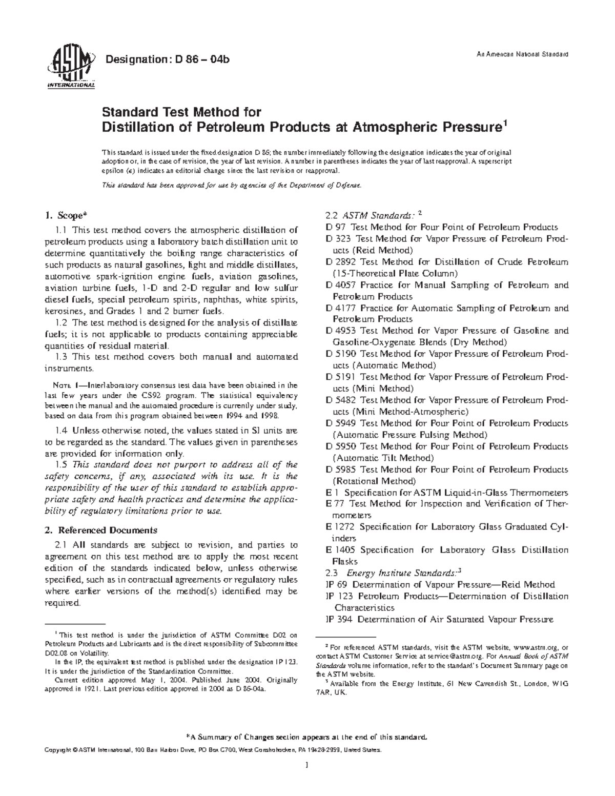 Astm distillation - lab expt - Designation: D 86 – 04b An American ...