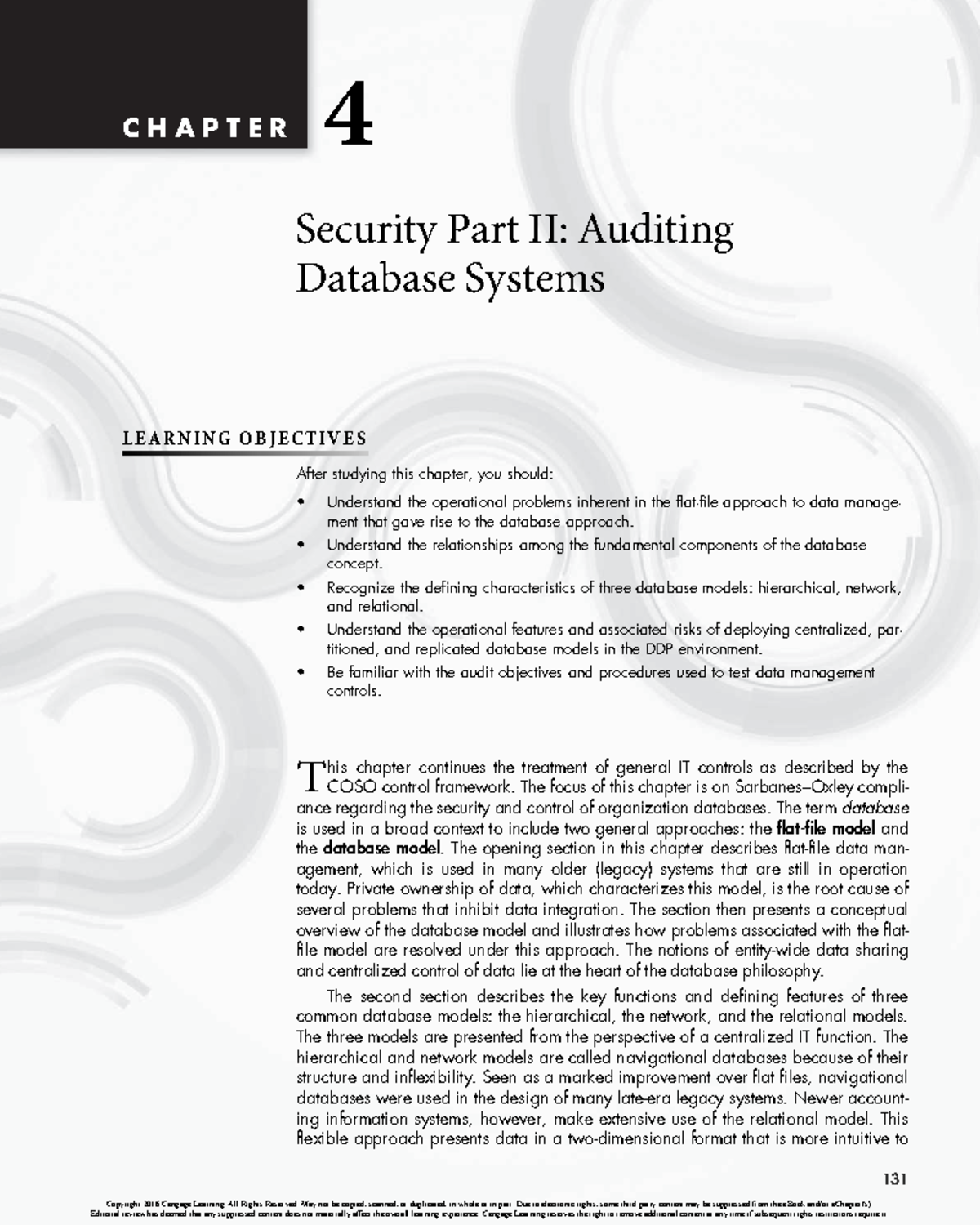 Mt-cis-4 - cis ch4 rev - C H A P T E R 4 Security Part II: Auditing Database Systems L E A R N I ...