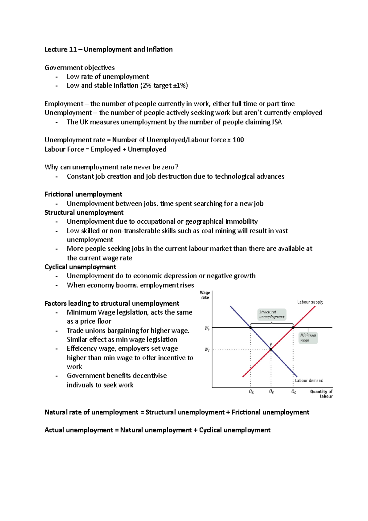Lecture 11 - Econ work - Lecture 11 – Unemployment and Inflation ...