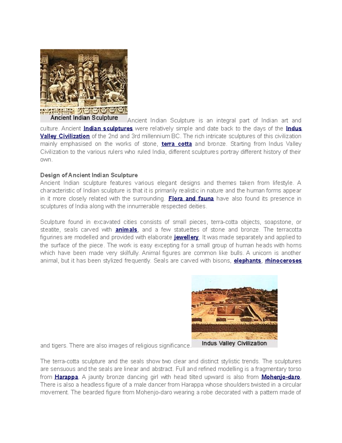 Indian Sculptures - Lecture notes 1-5 - Ancient Indian Sculpture is an ...