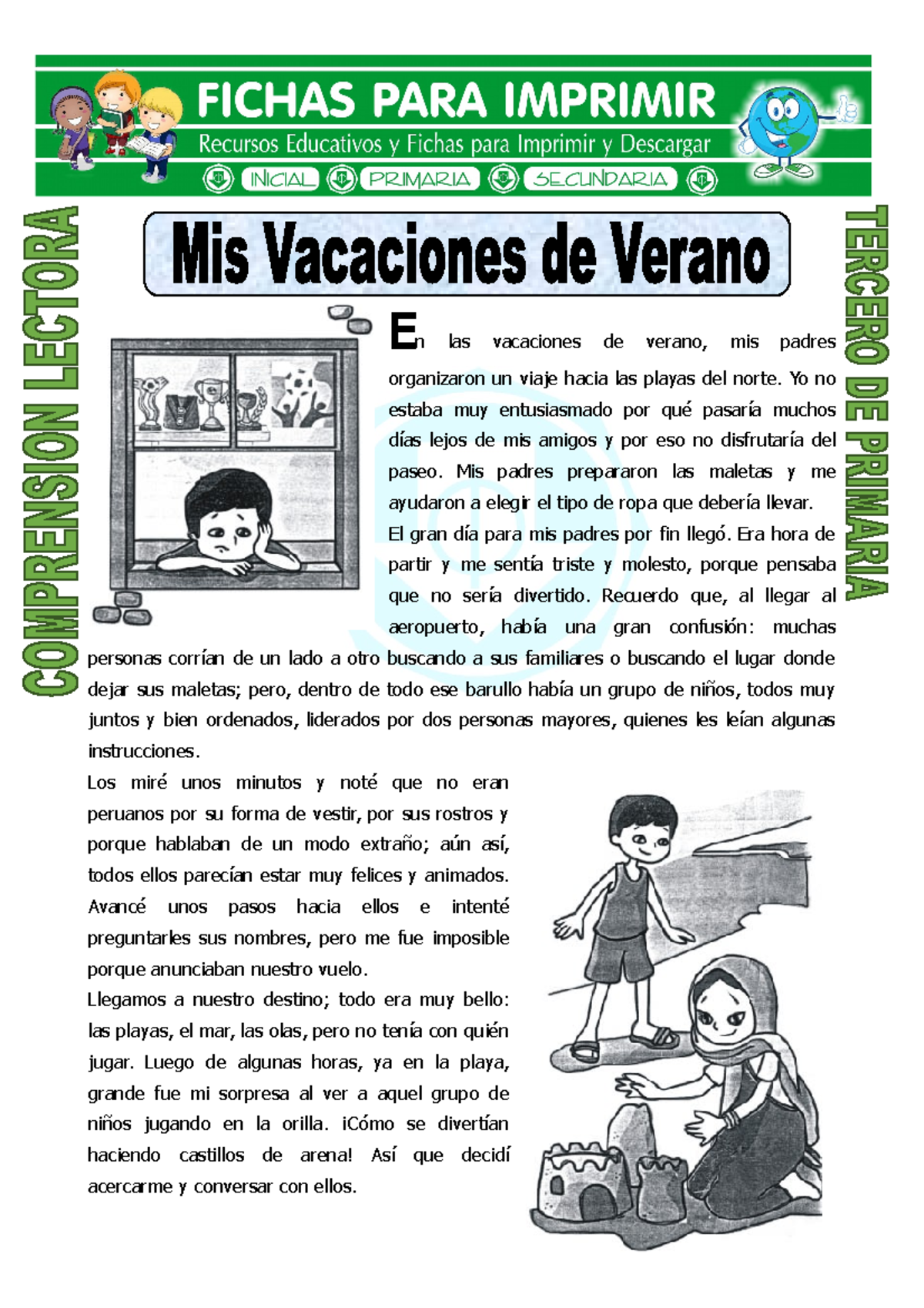 Ficha Mis Vacaciones de Verano para Tercero de Primaria - En las ...