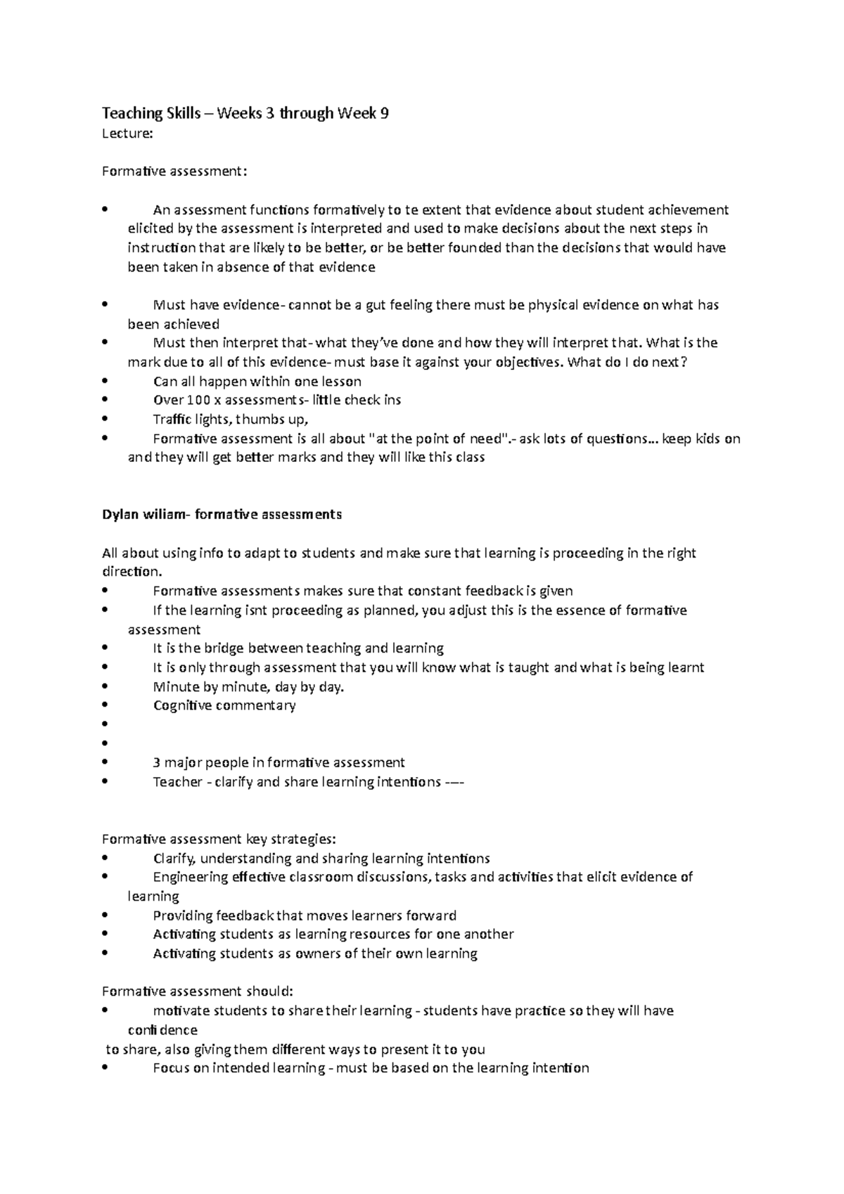 Teaching Skills Week 3 - 9 - Teaching Skills – Weeks 3 through Week 9 ...