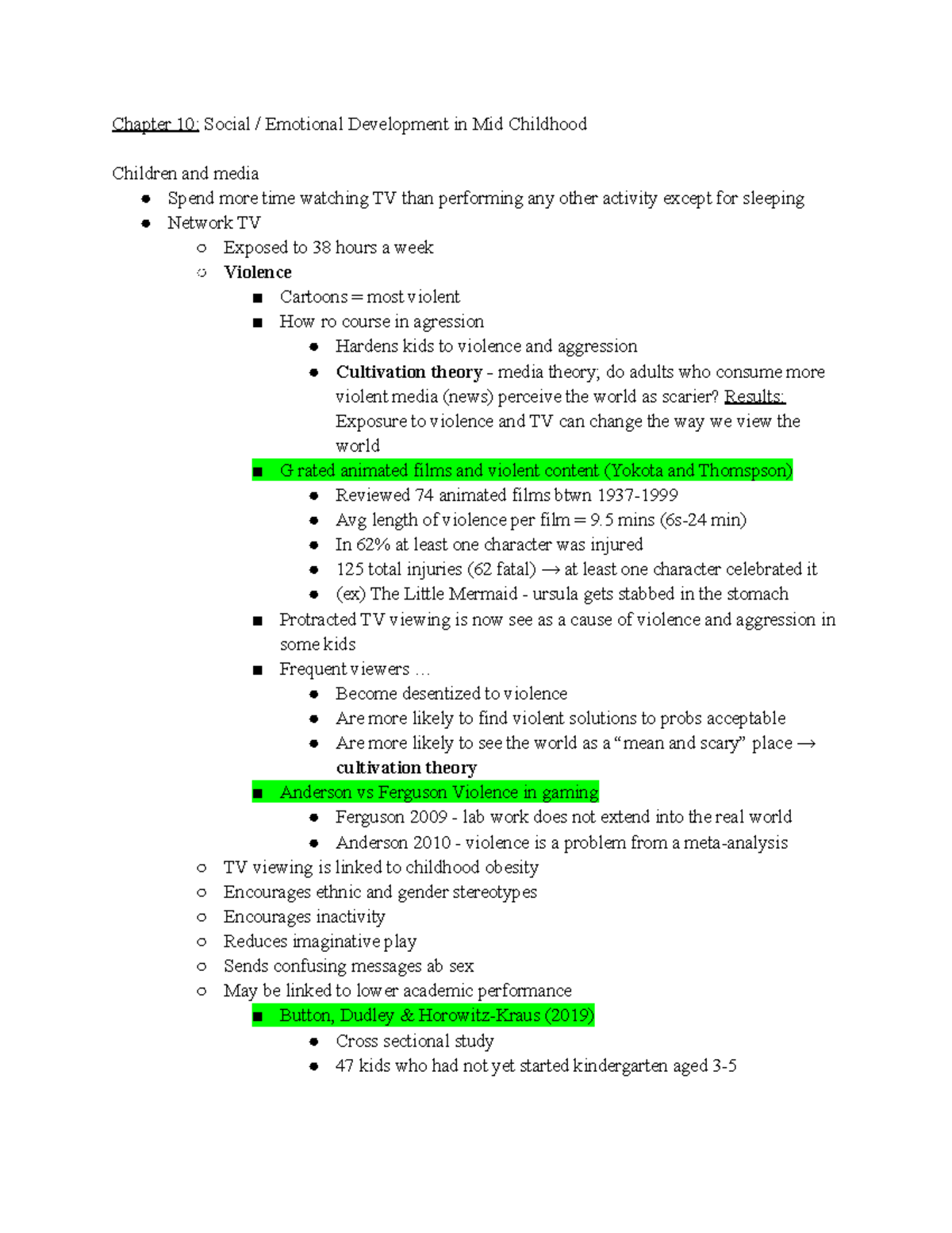 PSYC220 Chapter 10 - Chapter 10: Social / Emotional Development in Mid ...