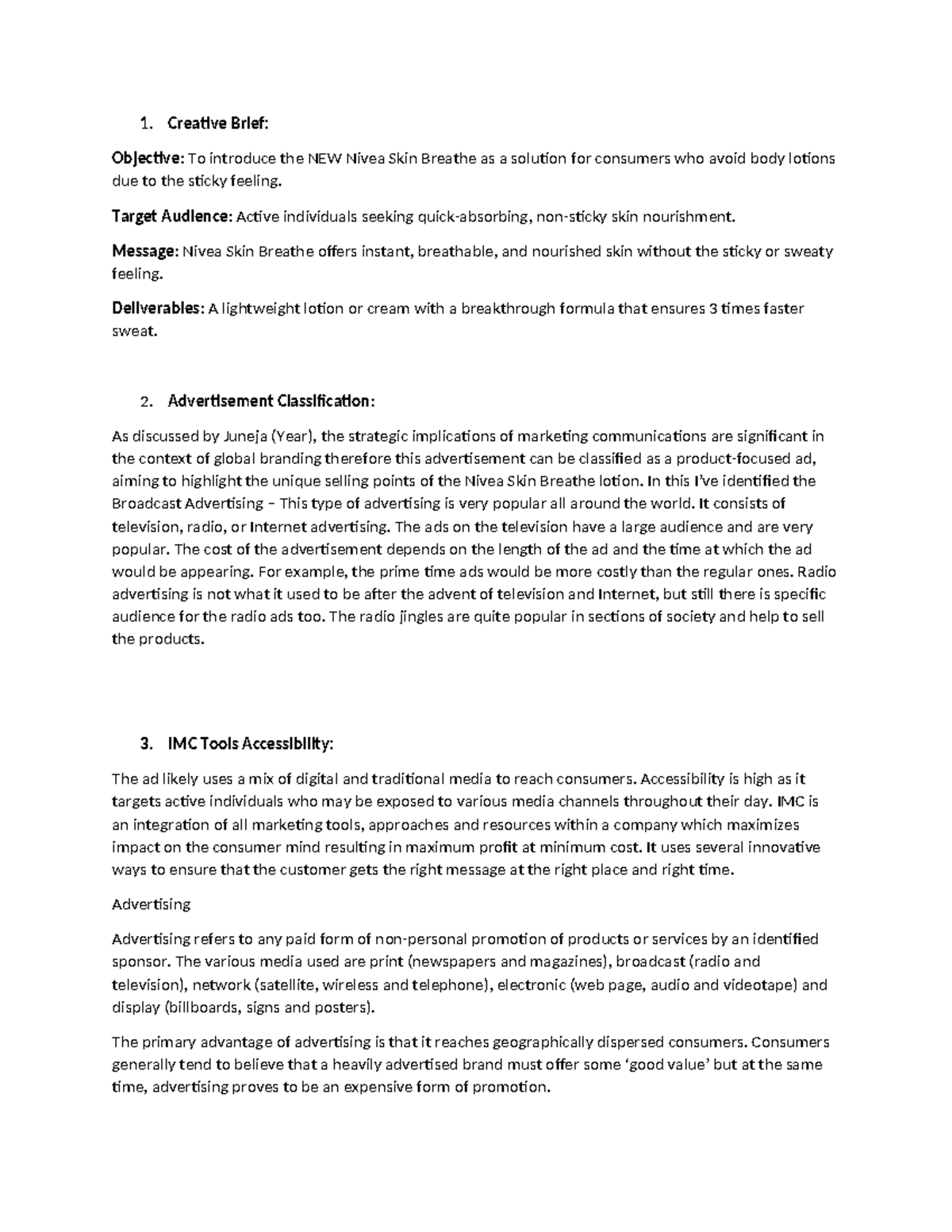 IMC assignment - help fully - Creative Brief: Objective: To introduce ...