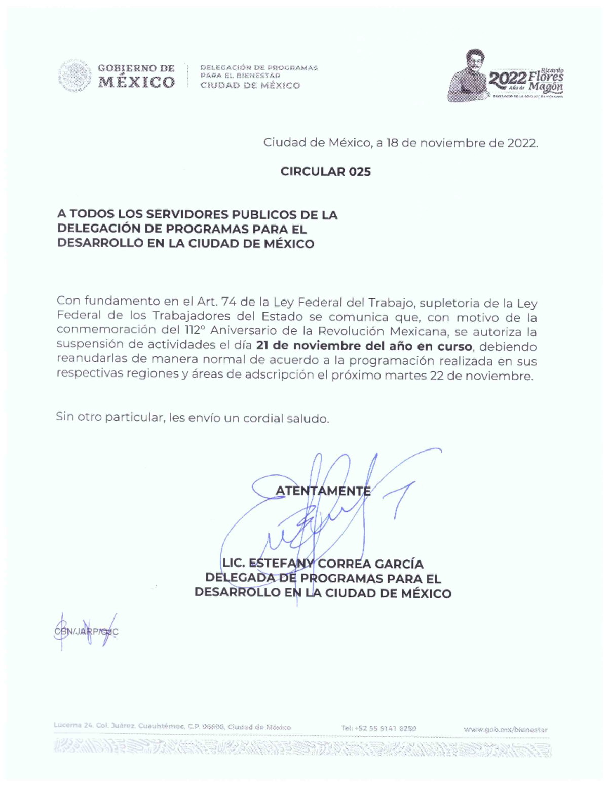 Circular 025 - Se da a conocer día inabil - Perspectiva integral de la ...