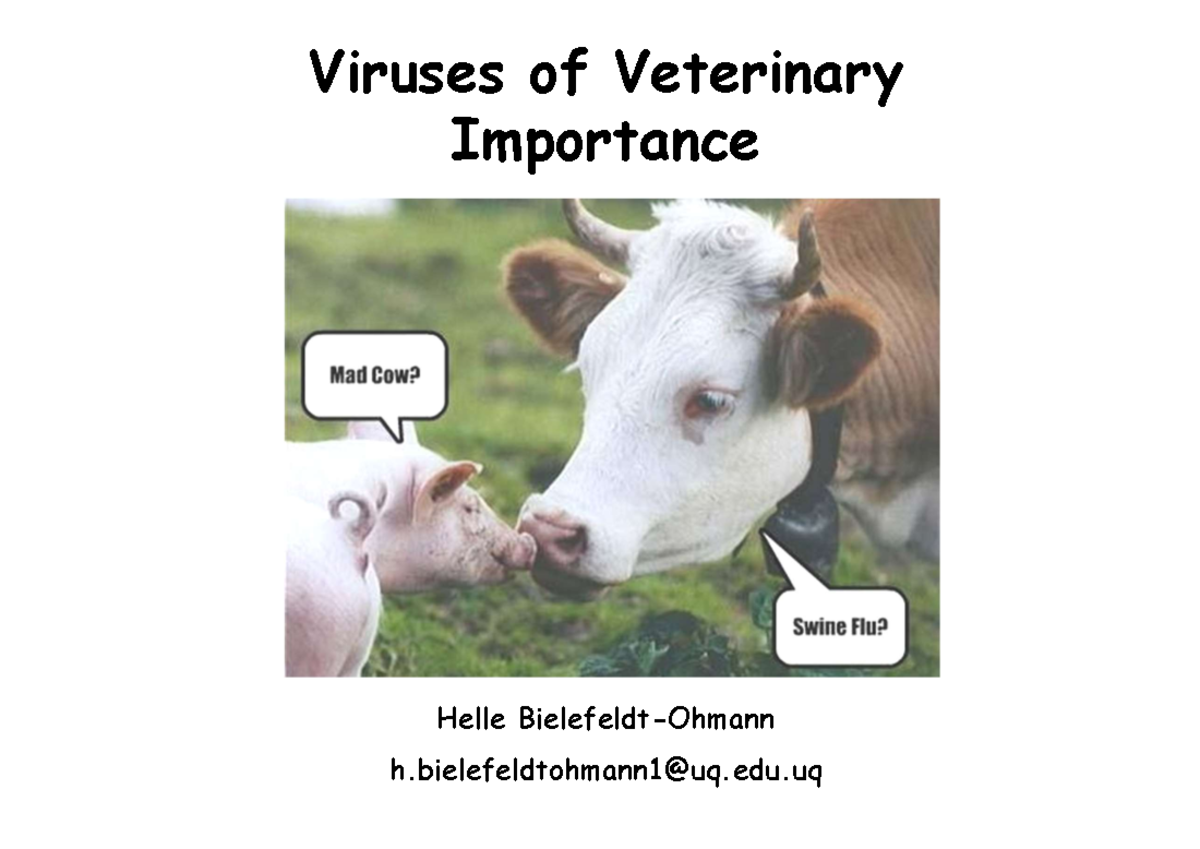 Veterinary viruses - LEC 27 - Viruses of Veterinary Importance Helle ...