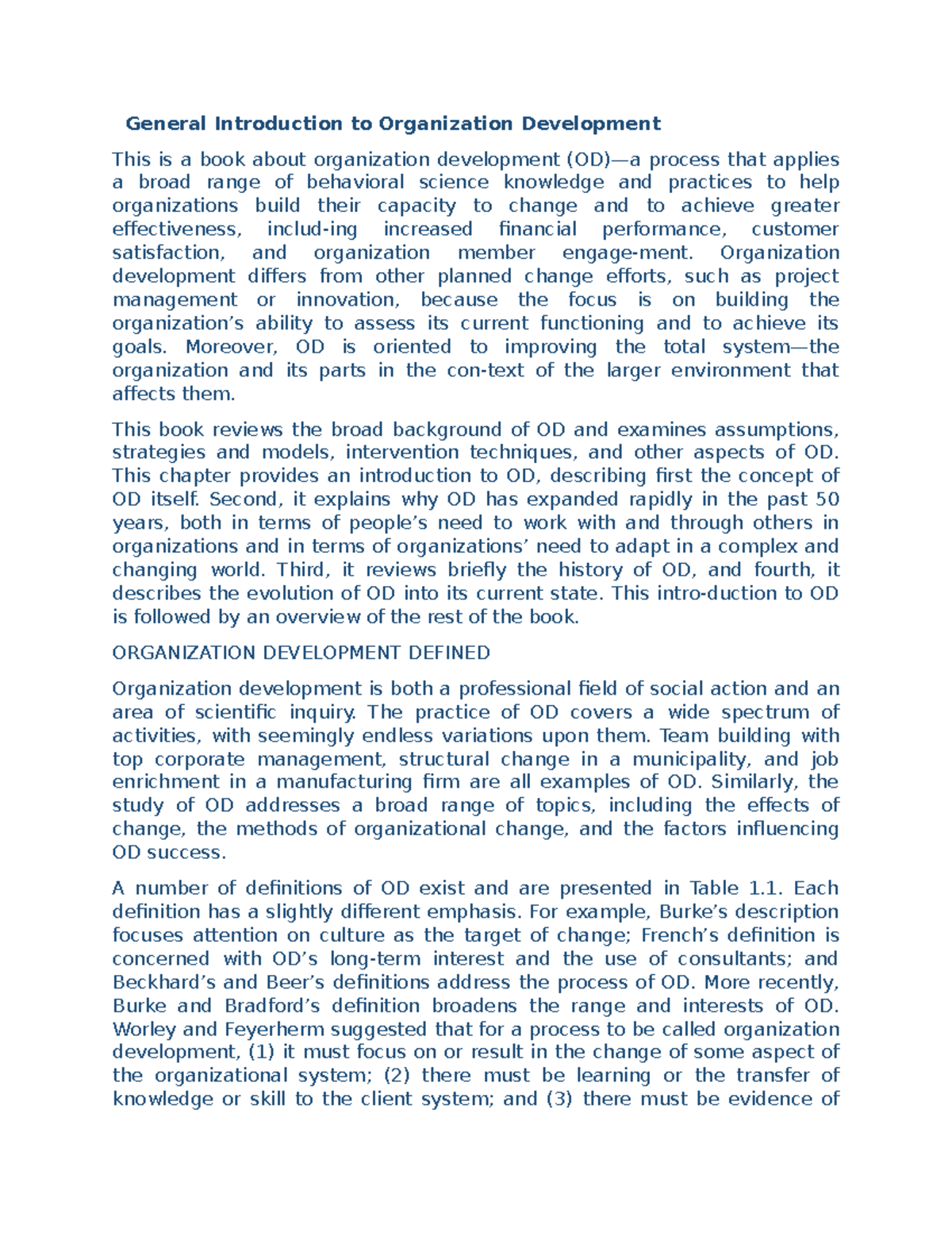 General Introduction to Organization Development - Organization ...