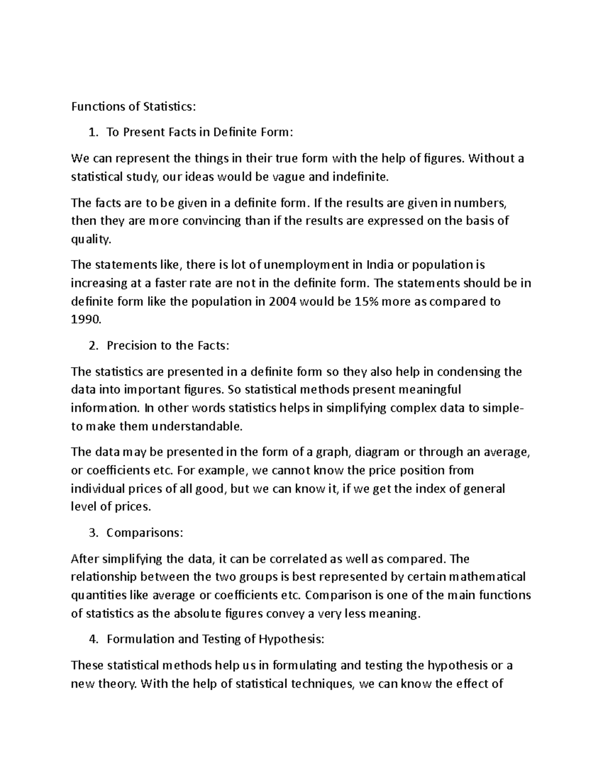 Scope and functions of statistics - Functions of Statistics: To Present ...