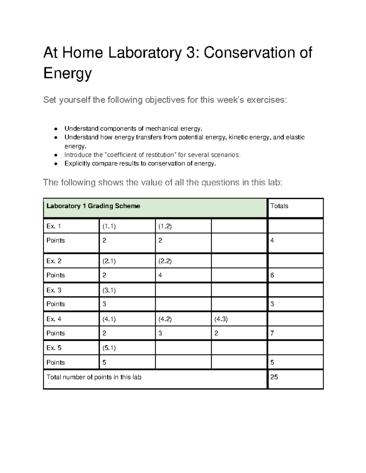 Lab 3 practise for Physics 1A03, Blank - At Home Laboratory 3: Conservation of Energy Set ...
