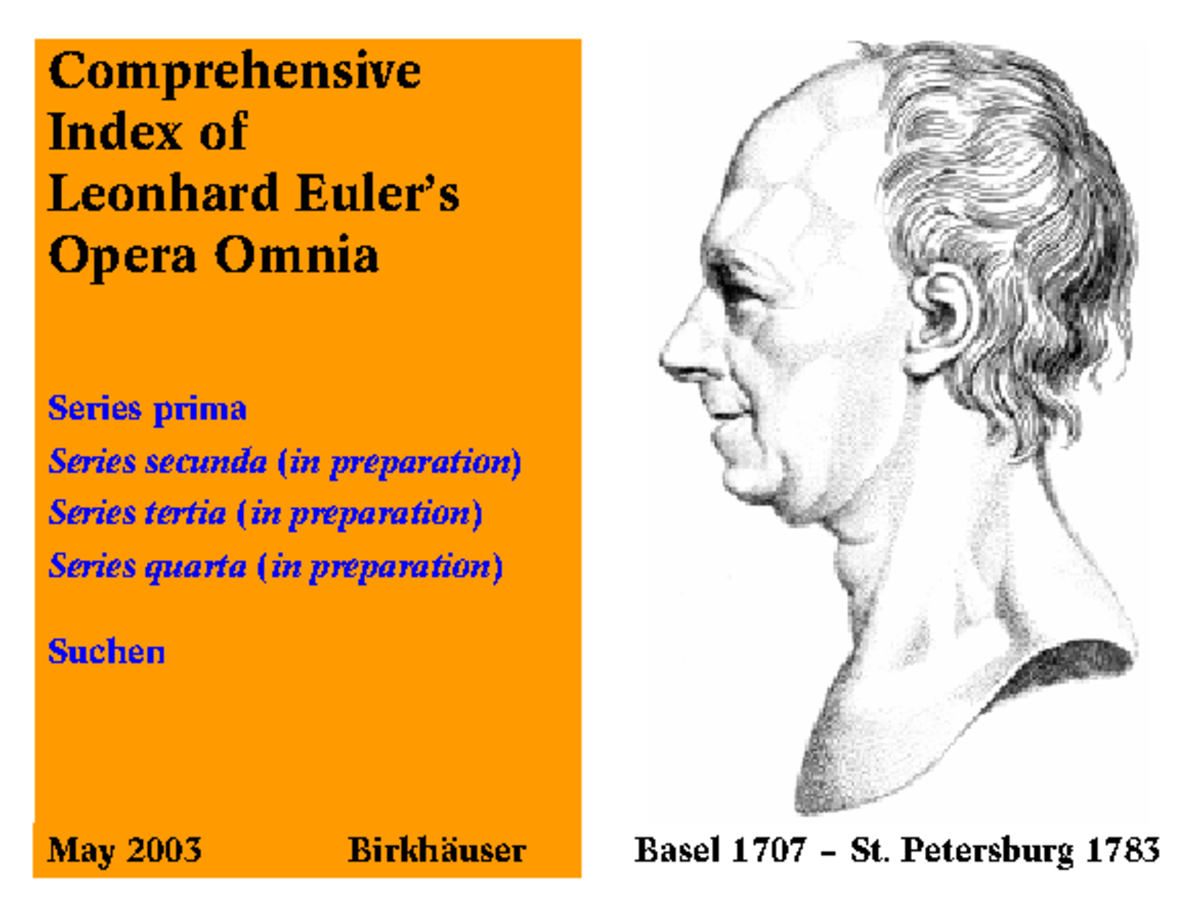 Euler Opera Omnia Index - Comprehensive Index of Leonhard Euler’s Opera Omnia Series prima ...