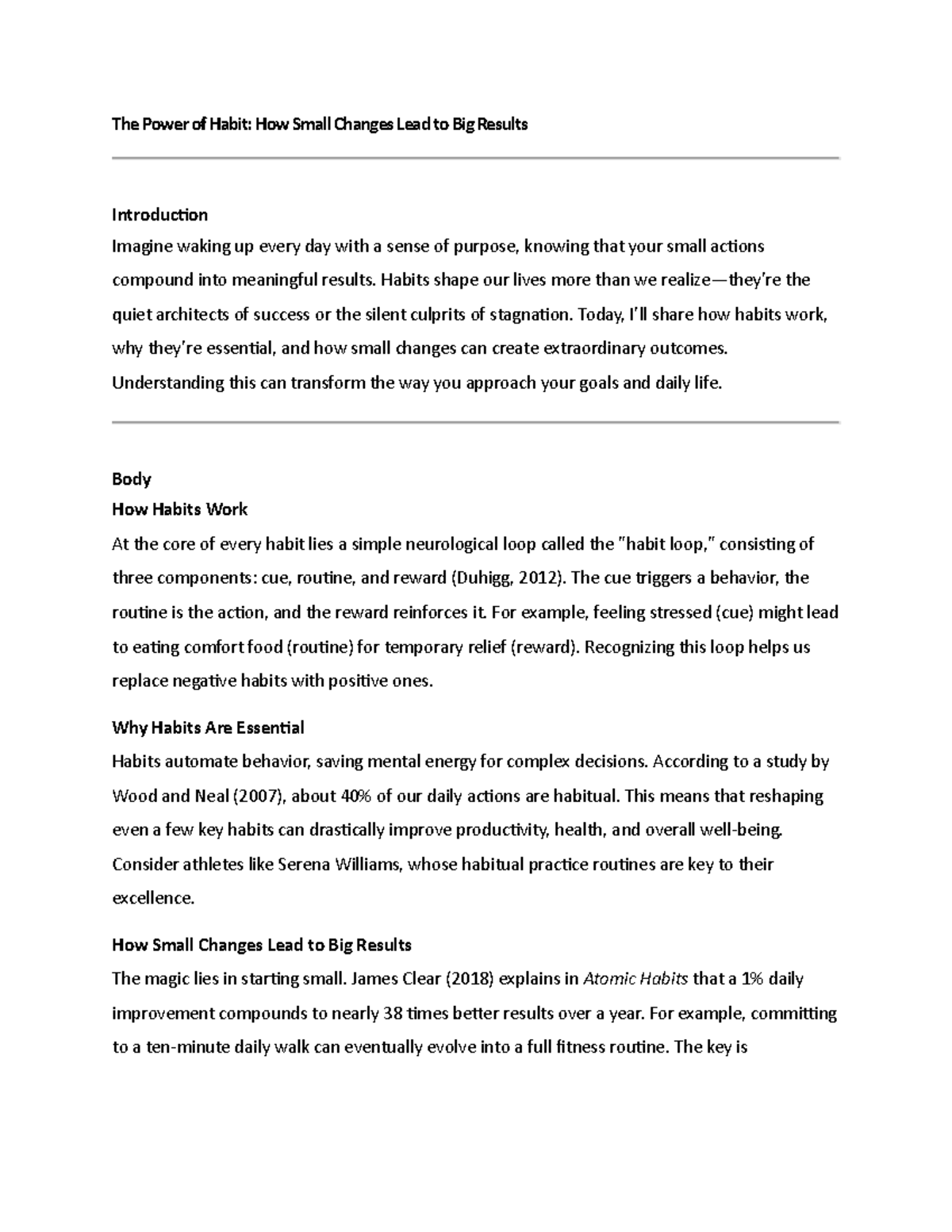 Hurtado, Jakob Andrei H. Speech Writing - The Power of Habit: How Small ...