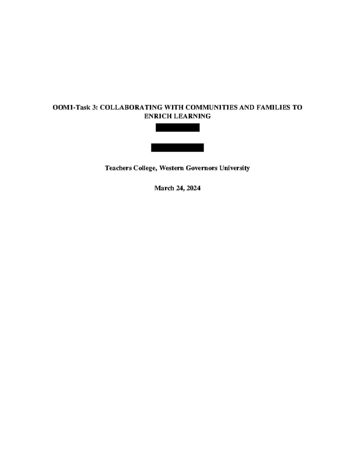 COLLABORATING WITH COMMUNITIES AND FAMILIES TO ENRICH LEARNING ...