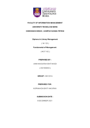 IMC111 Individual Assignment - FACULTY OF INFORMATION MANAGEMENT IMC111 ...