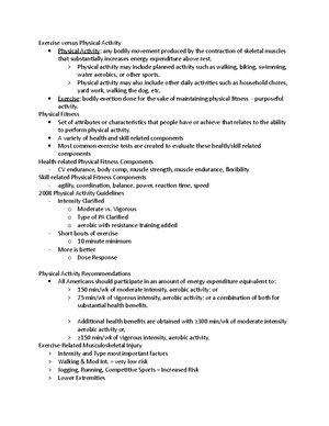 Lecture 10 - • Exercise Prescription for Healthy Populations with ...