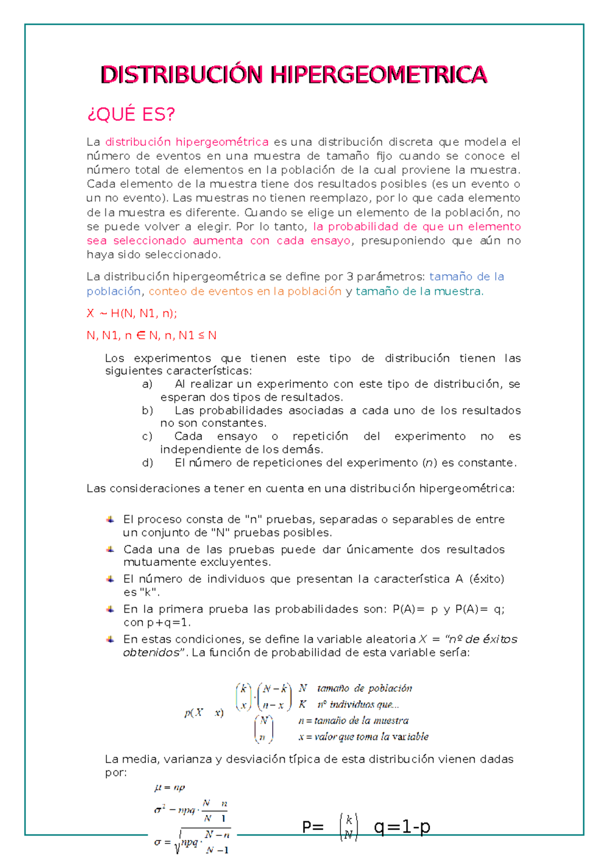 ACT. 2 Distribución Hipergeometrica - ¿QUÉ ES? La distribución ...