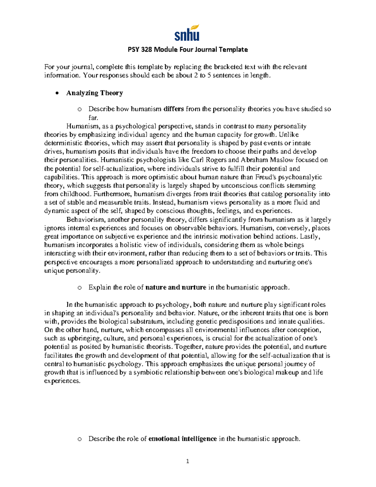 Module Four Journal-PSY328 - PSY 328 Module Four Journal Template For ...